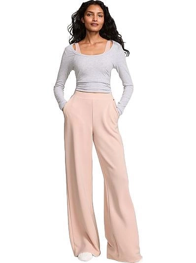 Victoria's Secret Featherweight Knit Wide-leg Pant - Pink