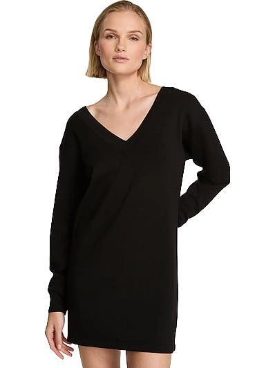 Victoria's Secret Featherweight Knit V-neck Long-sleeve Dress - Black