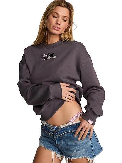 Victoria's Secret Angel Essentials Iconic Fleece Bridal Crewneck Sweatshirt - Grey