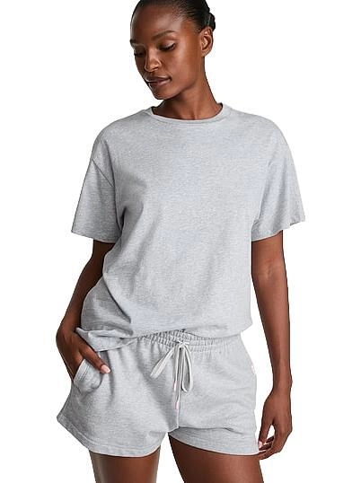 Victoria's Secret Angel Essentials 100% Cotton Boyfriend Oversized Tee - Grey
