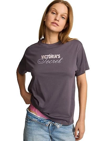 Victoria's Secret Cotton Oversized Boyfriend T-shirt - Grey