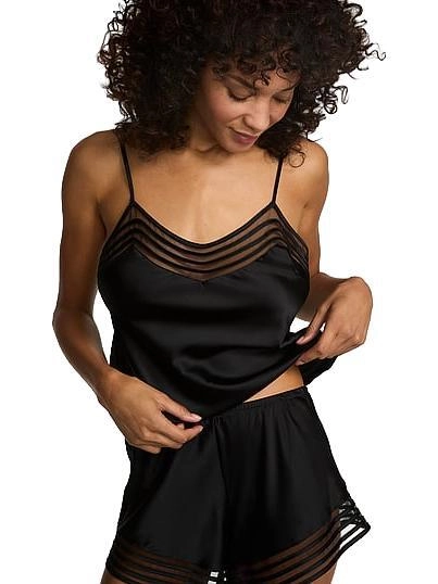 Victoria's Secret Very Sexy Washable Silk Sheer Stripe Cami Top - Black