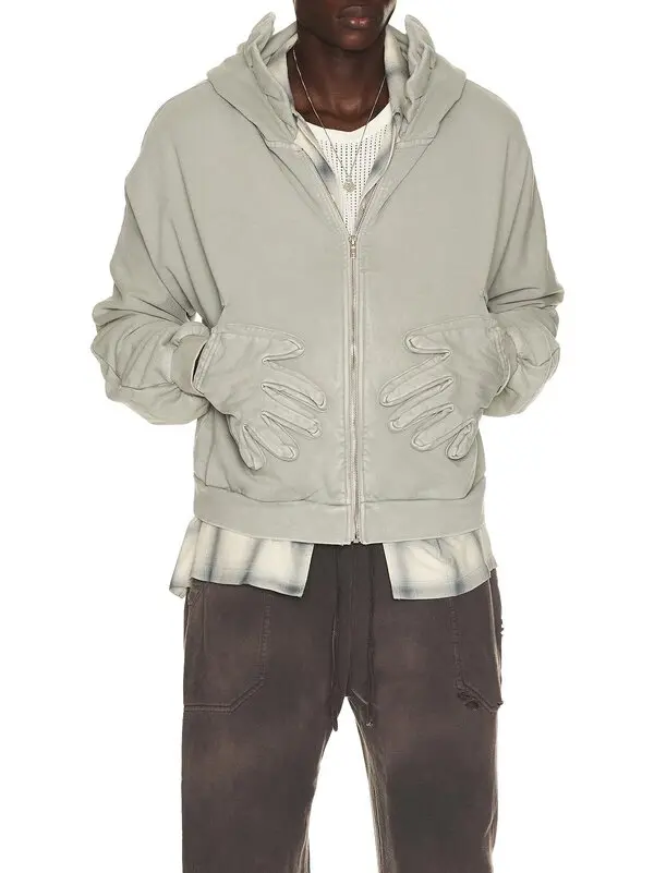 ADVISRY Glove Zip Up Hoodie In Grey - Slate