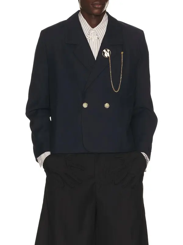 ADVISRY Double Breasted Blazer - Navy