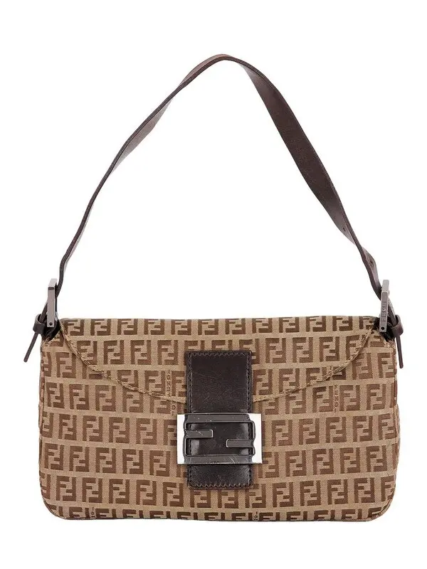 Fendi Zucchino Baguette Shoulder Bag - Brown