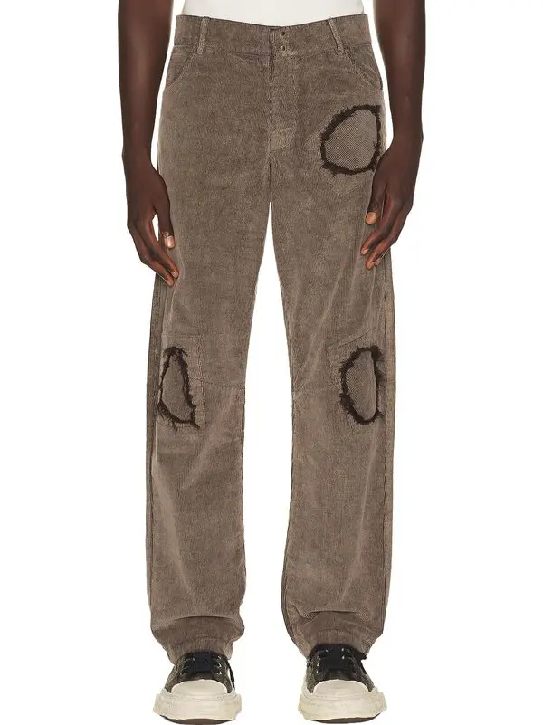 STRIKE OIL Rip And Repair Pleat Knee Cords - Brown