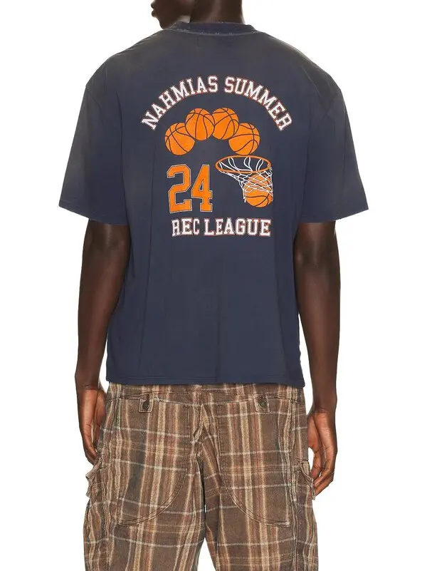 NAHMIAS Rec League Boxy Tee In Blue - Navy