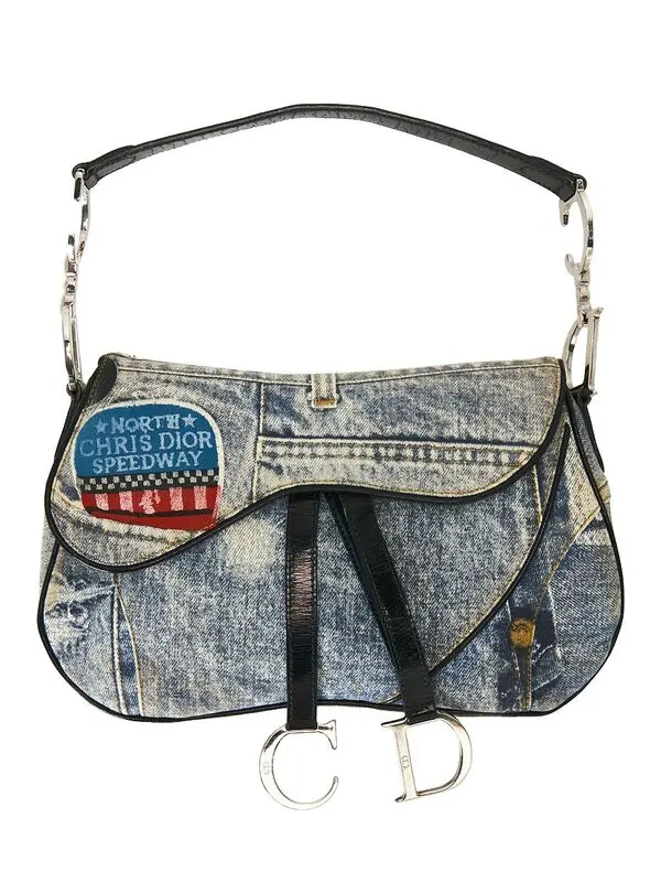 Dior Denim Speedway Double Saddle Bag - Blue