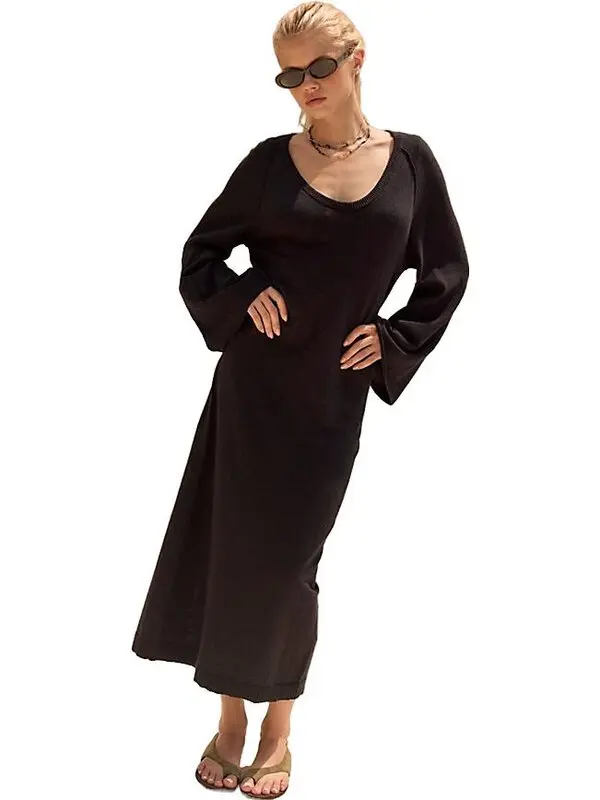 Free People Frances Sweater Maxi Dress - Black