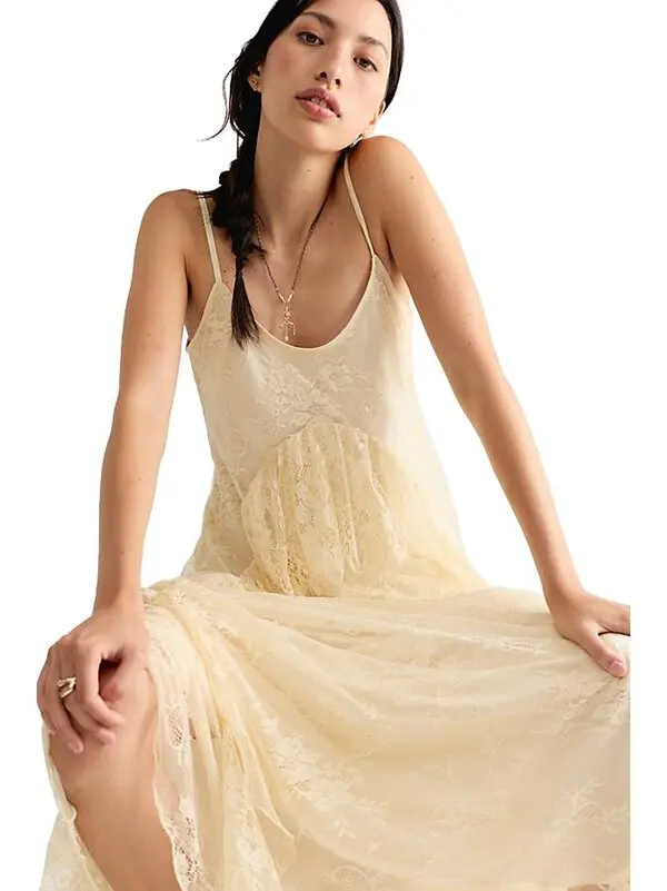 NIGEL PRESTON Floating Angels Lace Maxi Dress - Natural