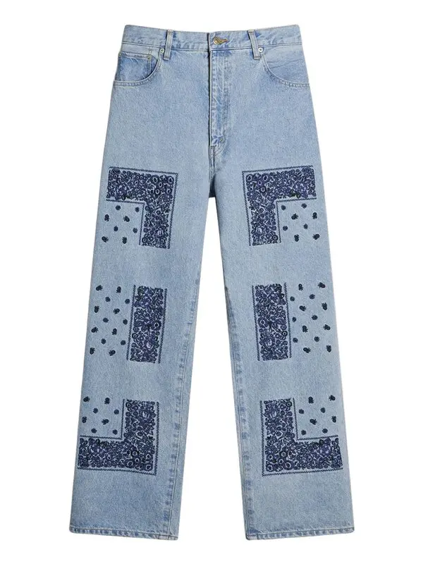 NOMARHYTHM TEXTILE Bandana Embroidery Denim Jeans - Indigo/navy