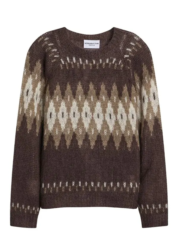 NOMARHYTHM TEXTILE Hand Knit Snowflake Sweater - Brown