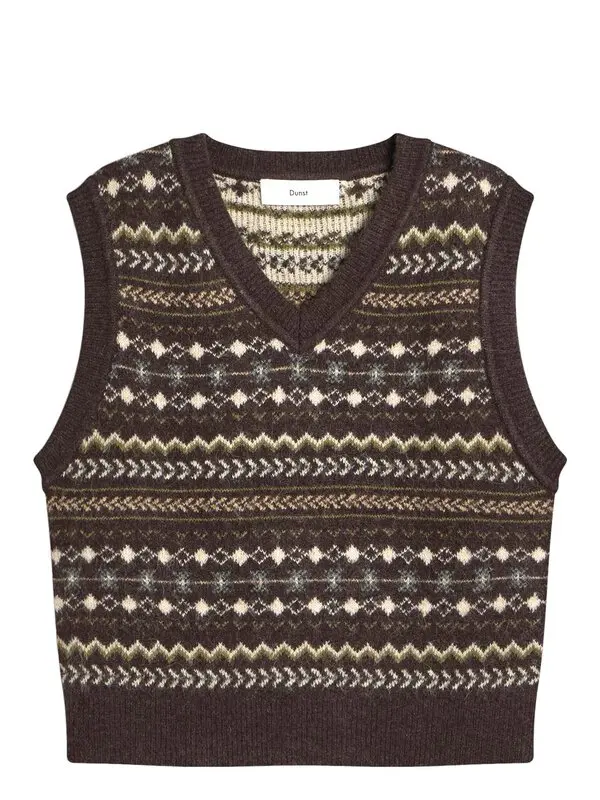 DUNST Crafted V-neck Knit Vest - Deep Brown