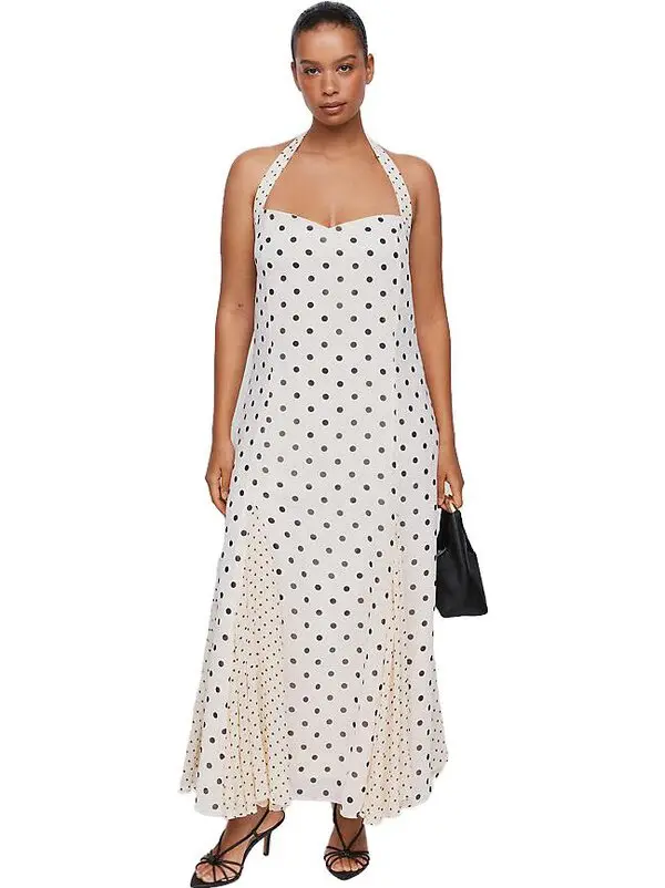 ELEVATOR DISCO Polka Dot Halter Dress - Ivory