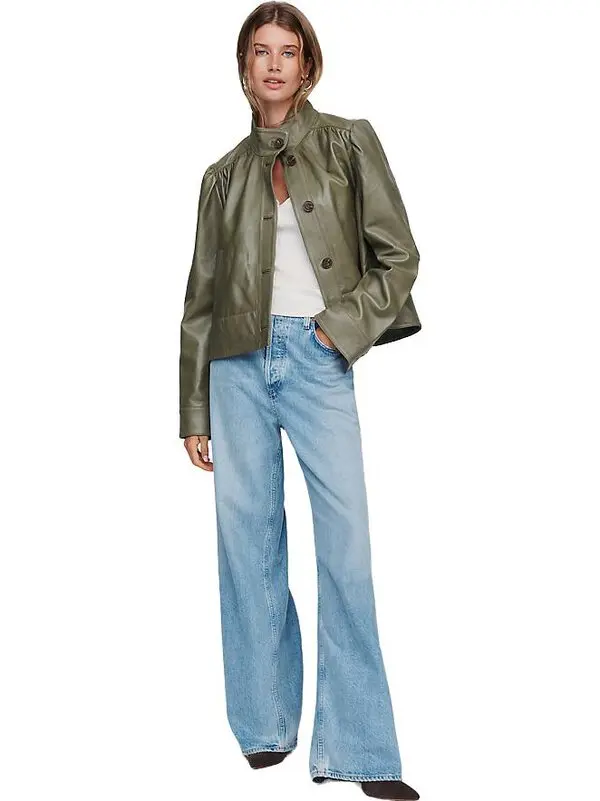 Anthropologie Leather Swg Jacket - Olive