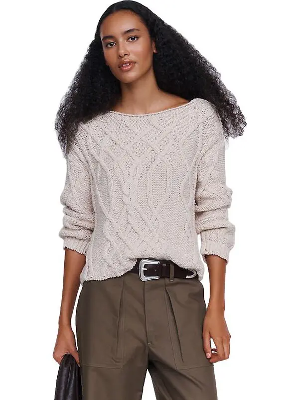 PILCRO Cotton Wool Blend Overd Cardigan - Ivory Pattern