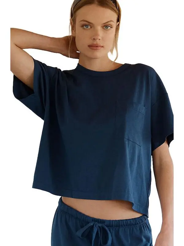 Eberjey Cotton Aloe Short Sleeve Tee - Navy