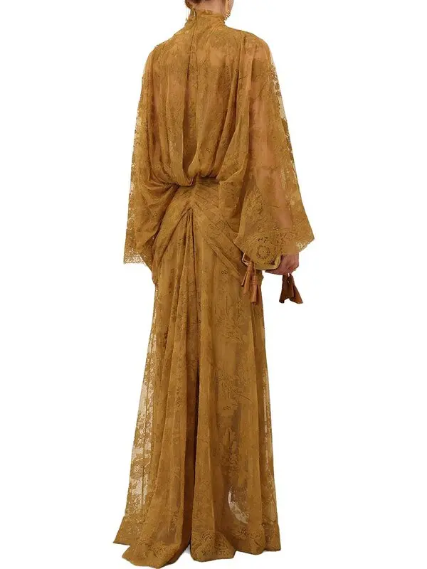Zimmermann Ascent Batwing Lace Gown - Chartreuse