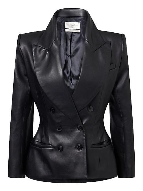 Matieres Fecales Brigitte Double-breasted Leather Blazer - Black