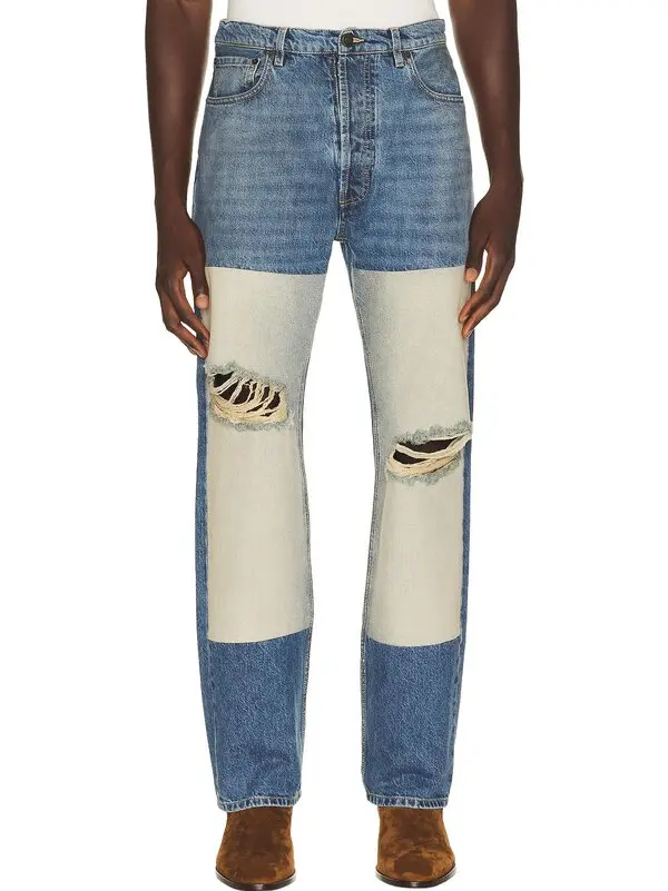 MAISON MARGIELA Cut Out Straight Leg In Blue - Medium Blue