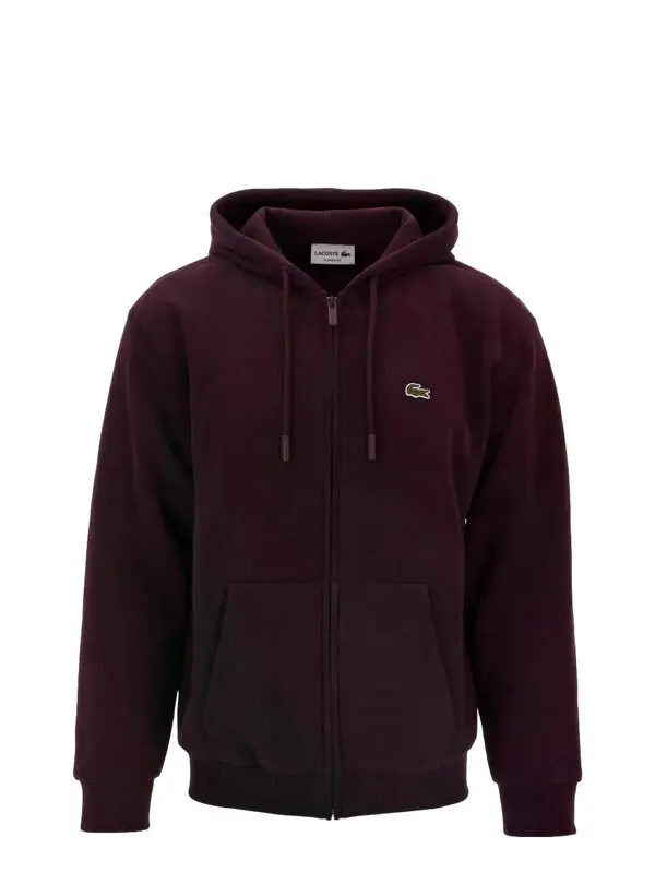 Lacoste Logo-patch Zip-up Hoodie - Red