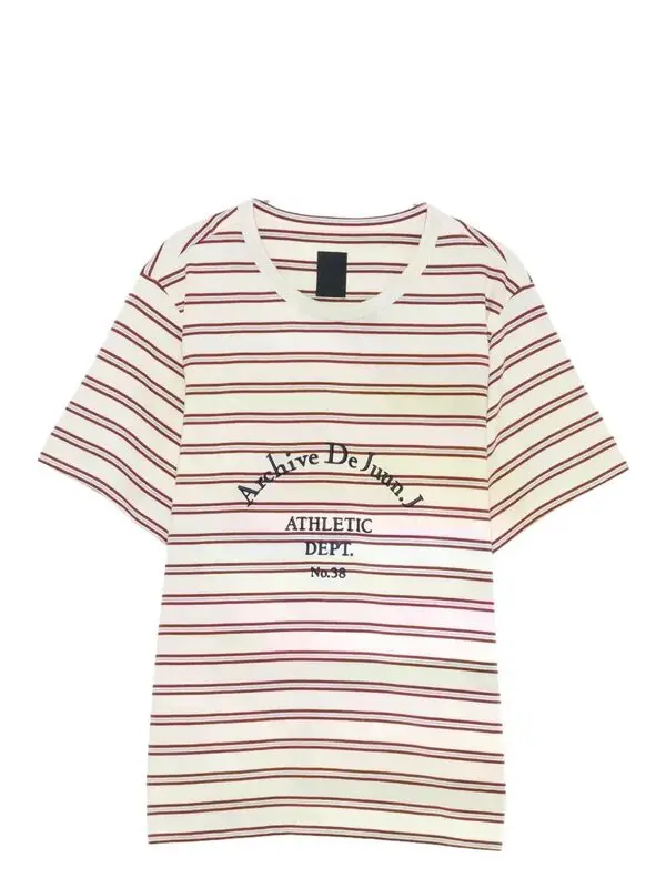 JUUN.J Striped Logo-print T-shirt - Neutrals