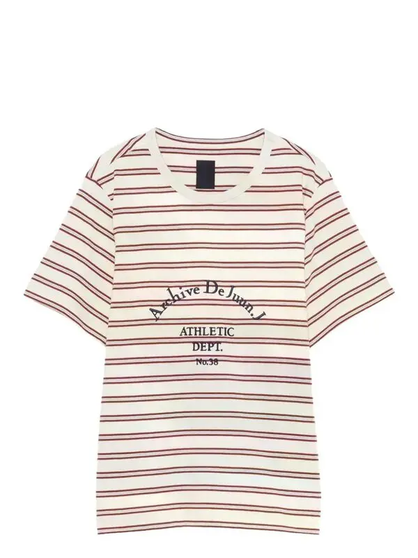 JUUN.J Striped Logo T-shirt - Neutrals