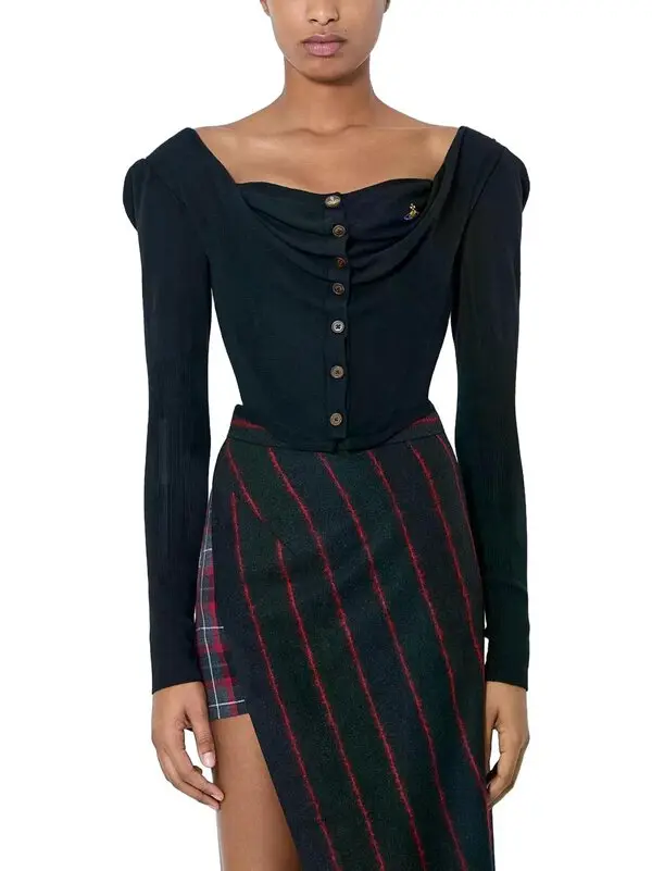 VIVIENNE WESTWOOD Bea Corset Draped Cardigan - Black