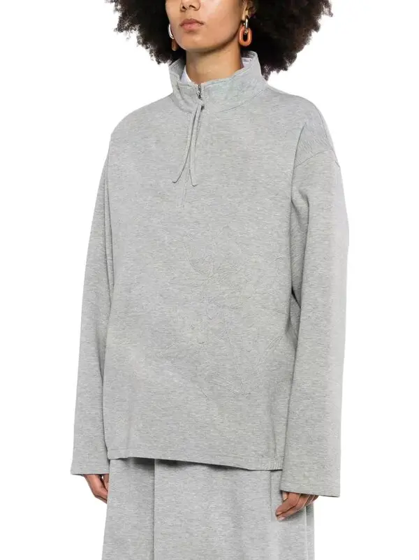 AO YES Quarter-zip Embroidered Sweater - Grey