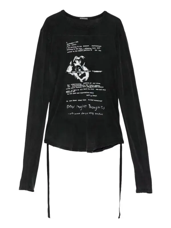 ANN DEMEULEMEESTER Dot Winkled Crop T-shirt - Black