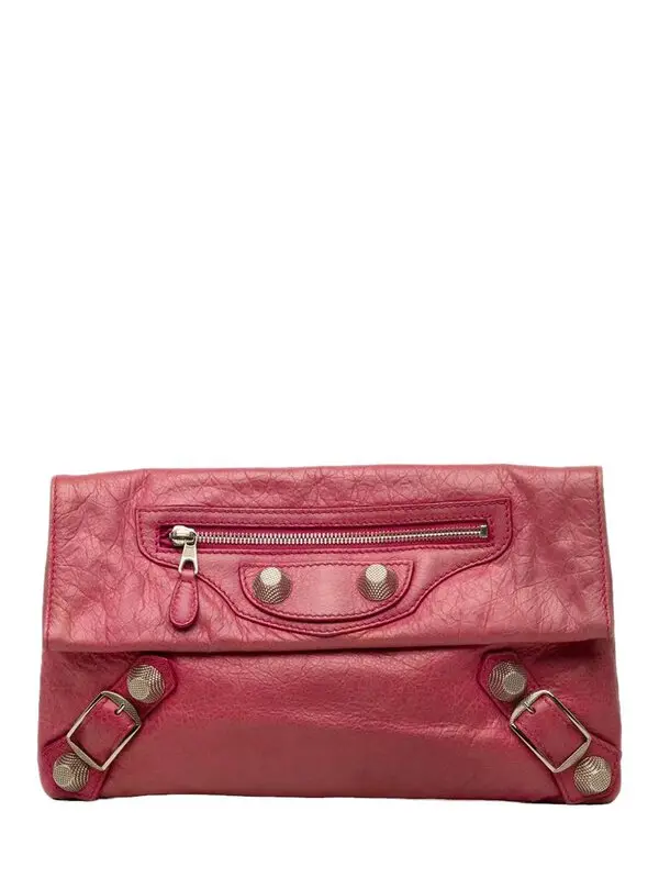 Balenciaga 2005-2026 Lambskin Motocross Giant 21 Envelope Clutch Bag - Pink