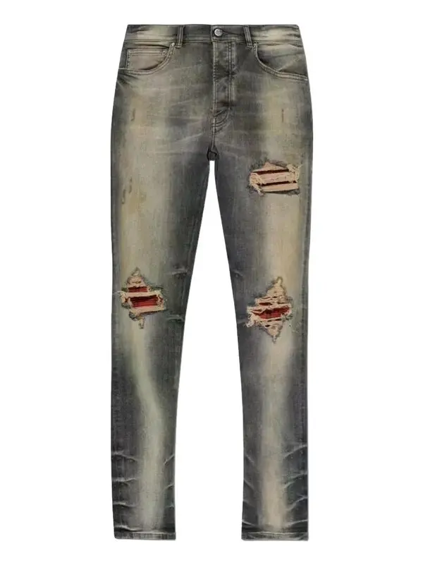 Amiri Distressed Patchwork Jeans - Grey