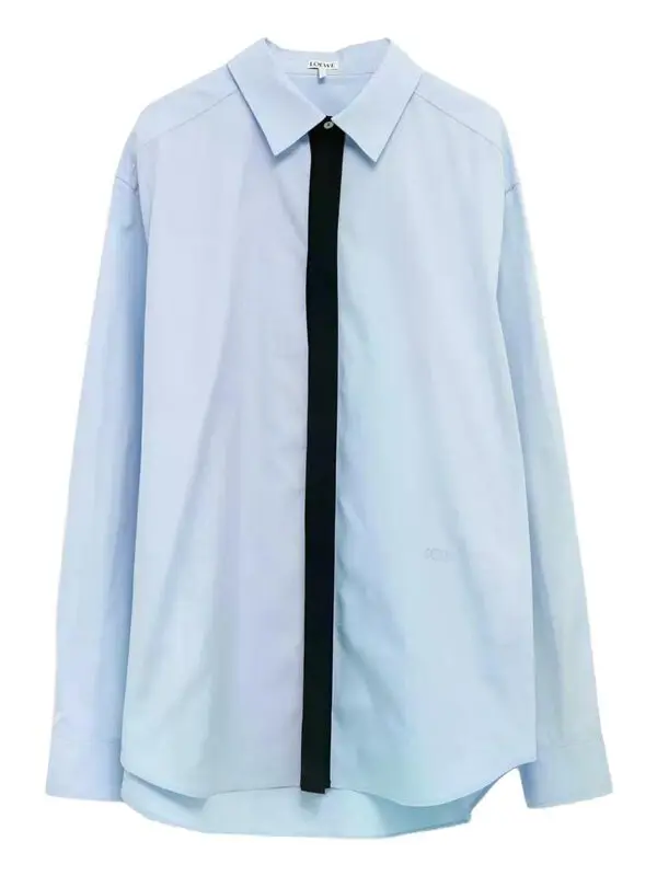 Loewe Contrast-placket Long-sleeve Shirt - Blue