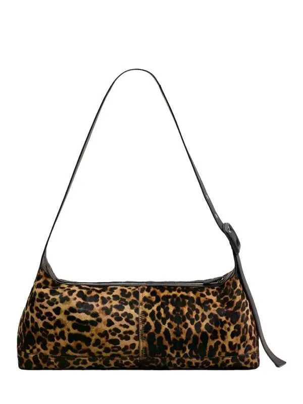 AMI Paris Small Cowhide Leather Leopard-printed Etienne Crossbody Bag - Neutrals