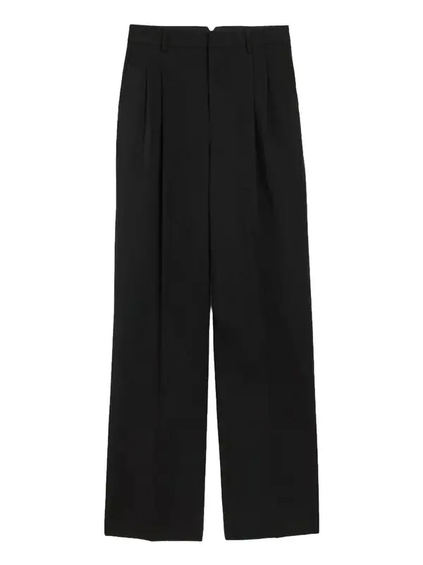 AMI Paris High-waisted Wide-leg Wool Trousers - Black