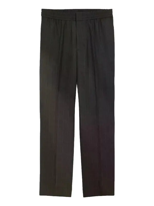 AMI Paris Elasticated-waist Striped Wool Trousers - Grey