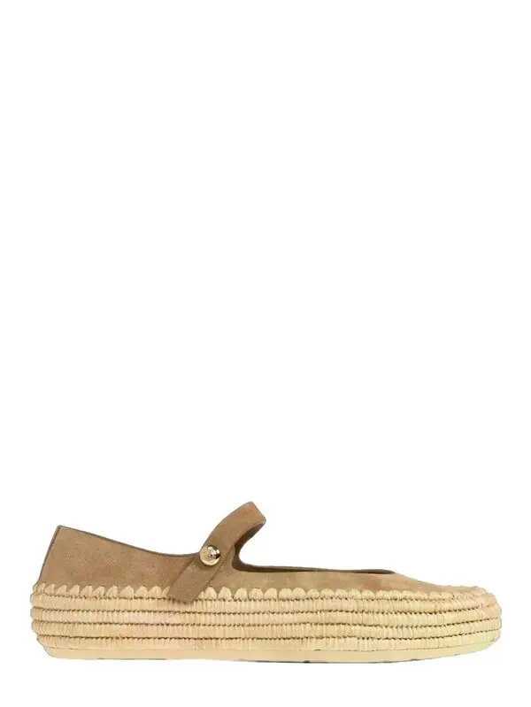 Loewe Rio Mary-jane In Suede And Raffia - Brown