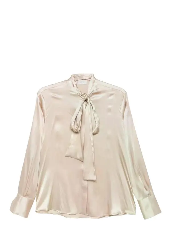 MAZZARELLI Pussy-bow Satin Blouse - Neutrals