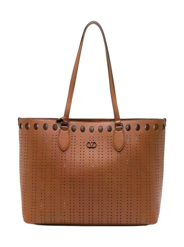 Valentino Garavani Large Dottie Laser-cut Tote Bag - Brown