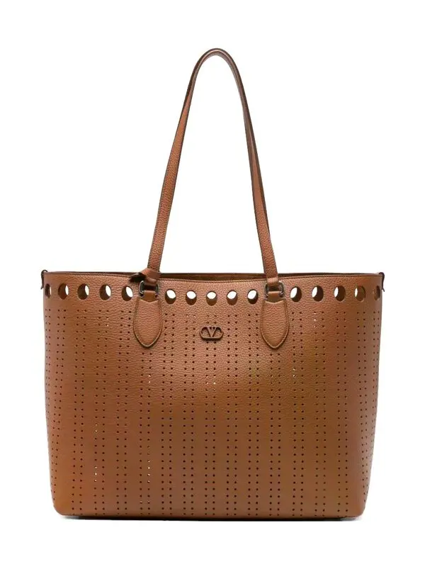 Valentino Garavani Large Dottie Laser-cut Tote Bag - Brown