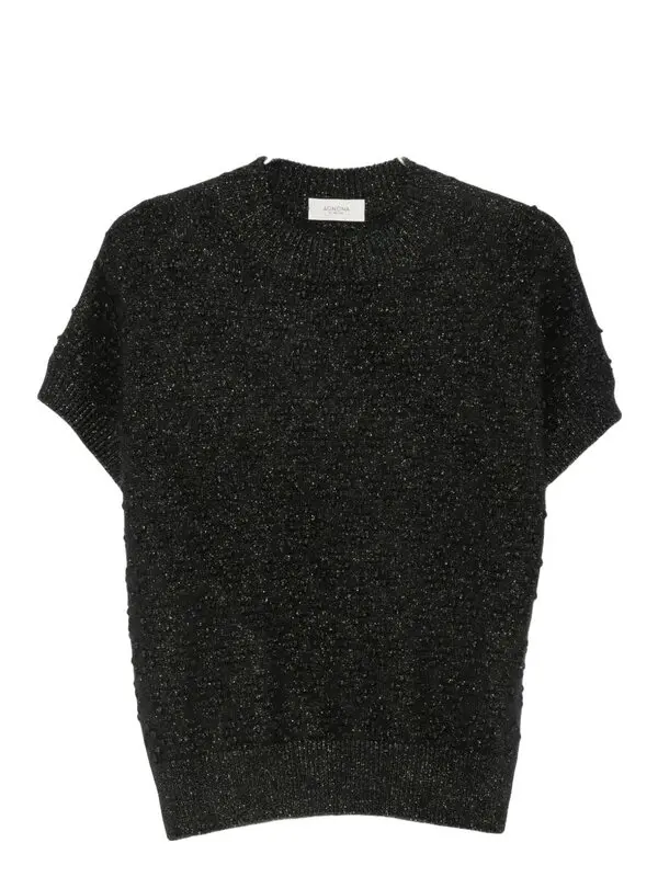 Agnona Bobble-knit Metallic-thread Sweater - Black