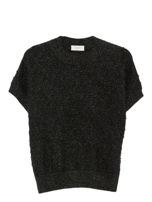 Agnona Bobble-knit Metallic-thread Sweater - Black