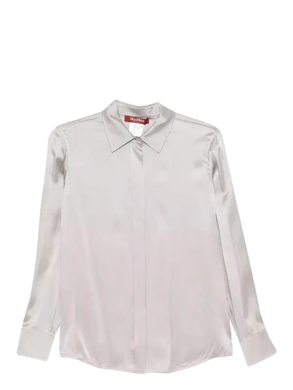 Max Mara Concealed-front Silk Shirt - Grey