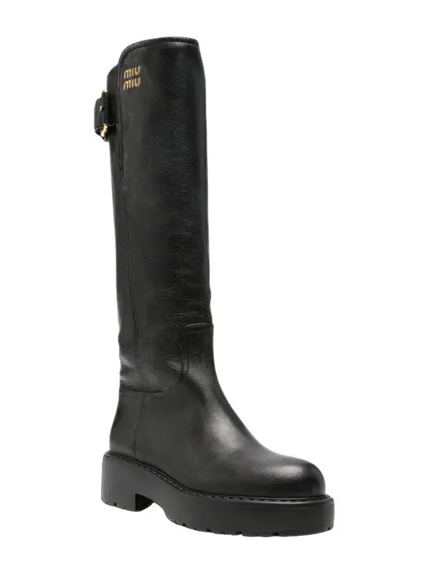 Miu Miu Leather Boots - Black