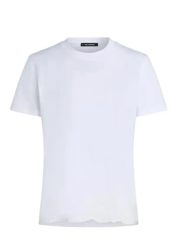 Karl Lagerfeld Crewneck T-shirt With Signature Motif - White