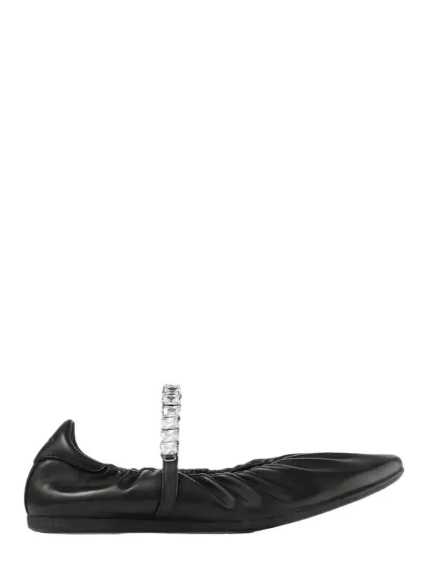 JIMMY CHOO Jade Soft-nappa-leather Ballerina Flats With Crystal Strap - Black
