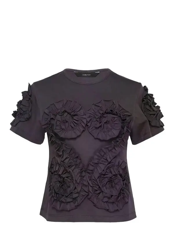 PUSHBUTTON Ruffle-trimmed T-shirt - Grey