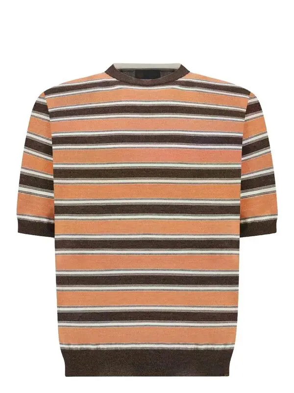 Paul & Shark Striped Short-sleeve Sweater - Orange