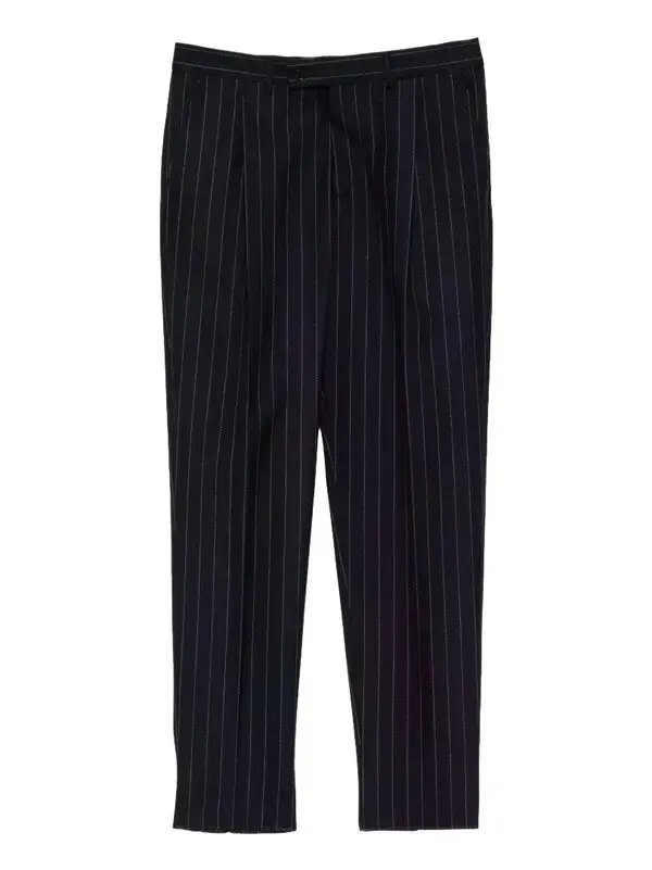 Caruso Pinstripe Pleated Trousers - Blue