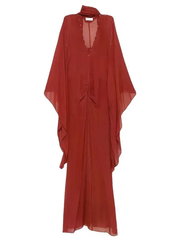 DE LA VALI Florencia Ruched-detail Maxi Dress - Red